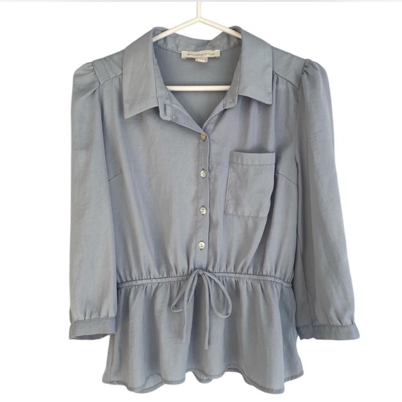 Monteau | Tops | Monteau Soft Blue Buttonup Peplum Blouse | Poshmark